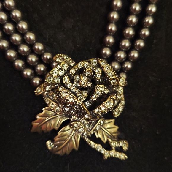 Heidi Daus | Jewelry | Heidi Daus Elegant Gold Rose 3strand Swarovski ...